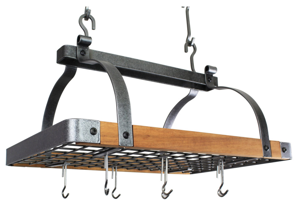 Signature Rectangle Ceiling Rack With Tigerwood - Transitional - Pot ...