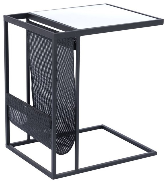 Modern Contemporary Accent Side End Table Magazine Rack, Black, Steel ...