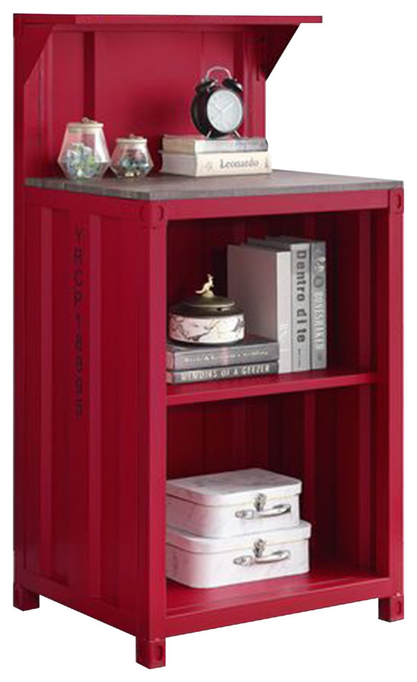 Benzara BM269551 Reception Desk With Container Style and 3 Tier Shelves ...