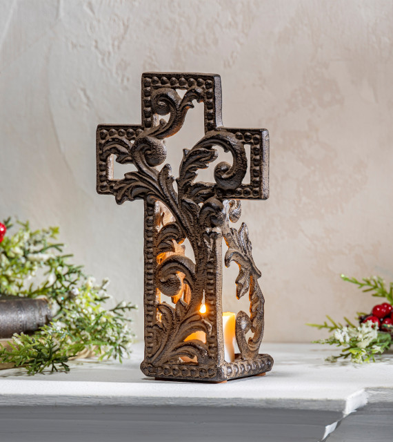 Metal Acanthus Cross Votive - French Country - Candleholders - by ...
