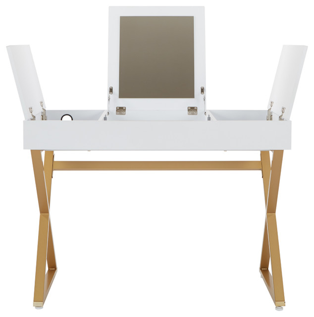 Juliette Vanity With White Top and Gold Legs - Contemporary - Desks And ...