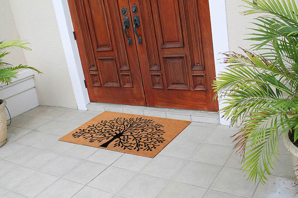Shredding Tree Fade Resistant 30"x48" Coir Double Door Mat,Flocking ...