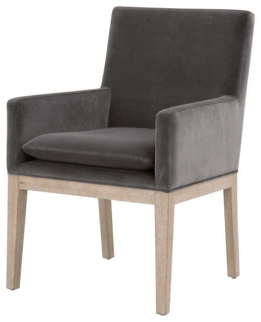 Arm Chairs Drake Arm Chair Dark Dove Velvet, Natural Gray Oak ...