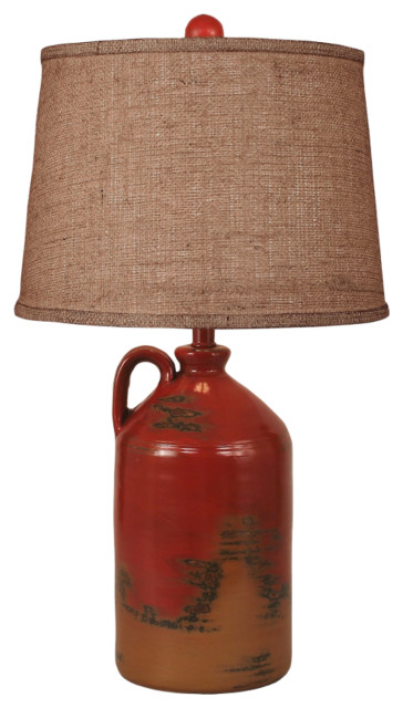 Firebrick 1-Handle Jug Table Lamp - Farmhouse - Table Lamps - by ...