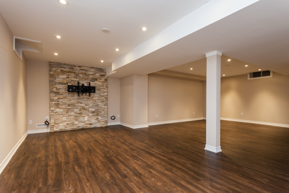 Vaughan - Pre-Furnished Basement Renovation - Contemporary - Basement ...