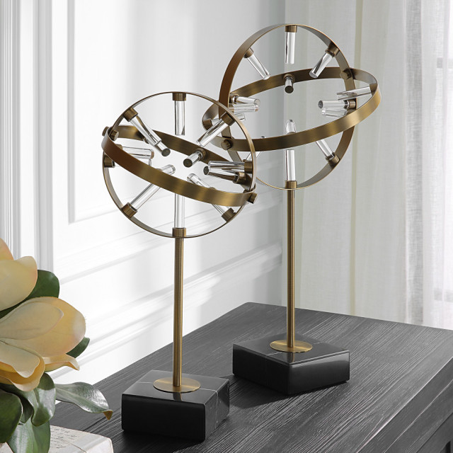 Uttermost Realm Spherical Brass Sculptures, Set of 2 - Contemporary ...