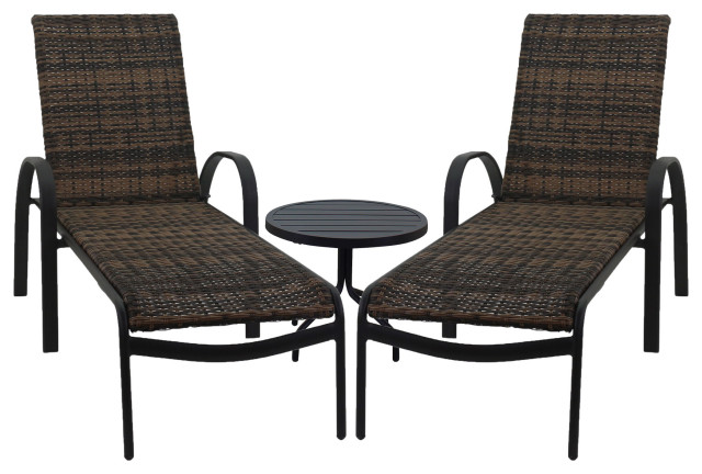 Courtyard Casual Santa Fe Wicker 3 pc Chaise Lounge Set - Transitional ...