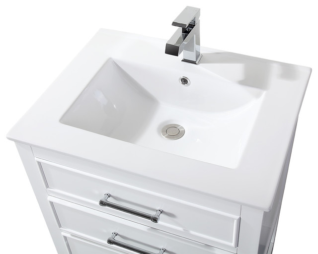 24" Aruzza Small Slim White Bathroom Vanity - Contemporary - Bathroom ...