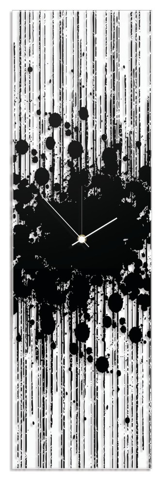 Contemporary Decor 'Black Paint Splatter Clock' Artisan-Made Black ...