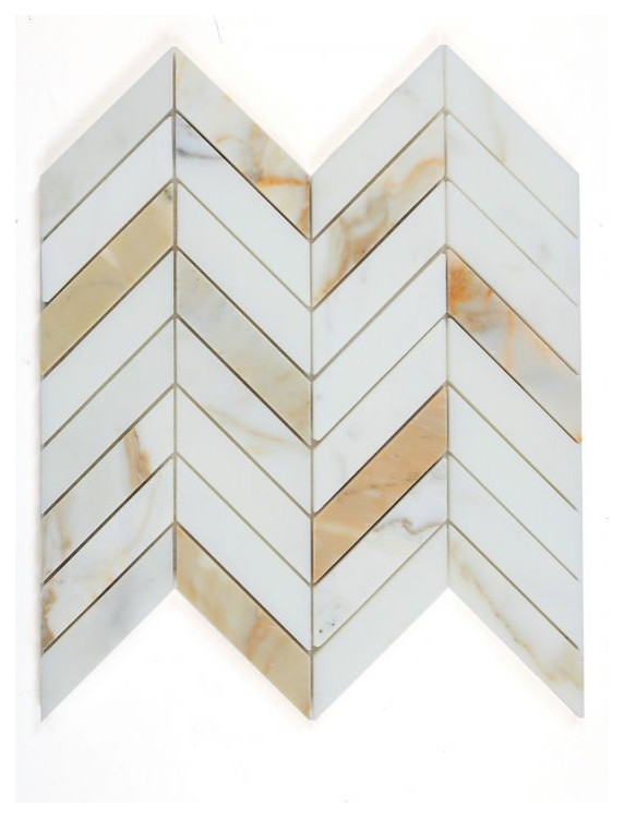 Chevron Calacatta Gold Honed 11 x 11 - Traditional - Mosaic Tile - by ...