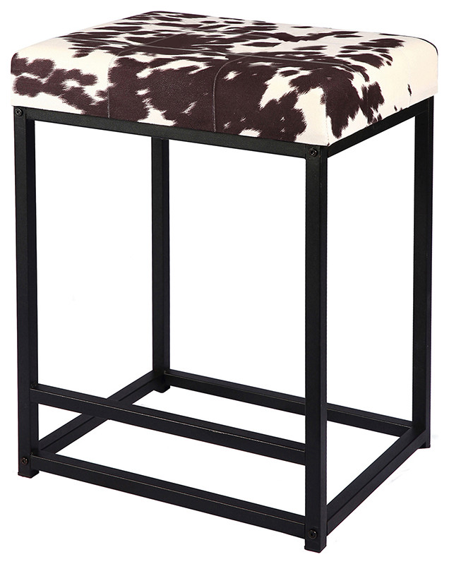 24" Brown Cow Upholstered Barstool, Set of 4 - Southwestern - Bar ...