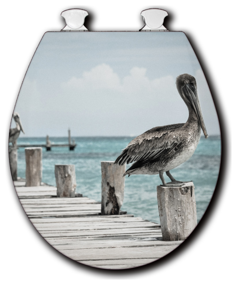 White Toilet Seat, Pelican Pier - Beach Style - Toilet Seats - by House ...
