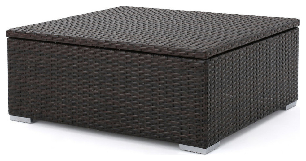 Outdoor Wicker Storage Coffee Table - Tropical - Outdoor Coffee Tables ...