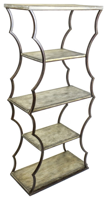 Contemporary Style Metal & Wood Shelf Unit, Silver - Transitional ...
