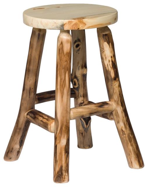 Rustic Aspen Log Bar Stool, 30" - Rustic - Bar Stools And Counter ...