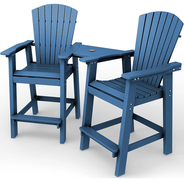 2 Pack Adirondack Bar Stool, Contoured Seat & Removable Connecting Tray ...