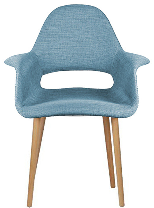 Modern Designer Dining Armchair Chair With Arms Linen Wooden Solid ...