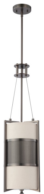 Nuvo 10"W Diesel 1-Light Pendant Hazel Bronze / Khaki Fabric Shade ...