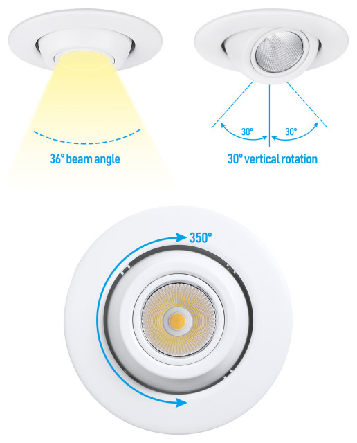 4 Pack 4" LED Gimbal Recessed Light Dimmable, ETL, 5000K Daylight ...
