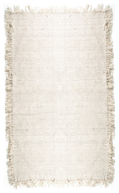 Cream Wool Area Rug 5" x 7"5', By-Boo Woolie - Farmhouse - Area Rugs ...