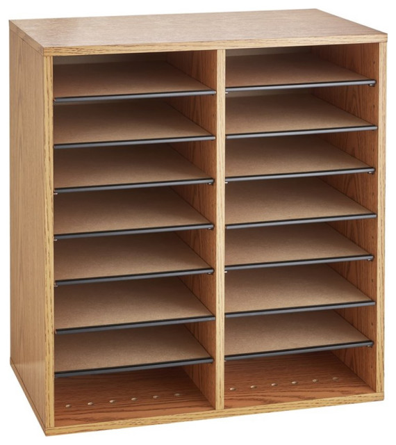 Scranton & Co 16 Compartment Adjustable Traditional Wood File Organizer ...