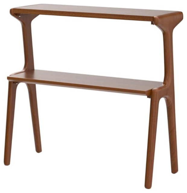 Mid Century Modern Console Table, Rubberwood Top & Open Compartment ...