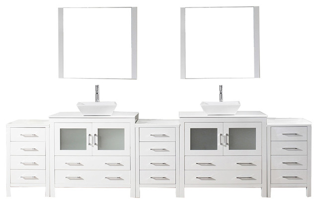 Dior 118" Double Bathroom Vanity, White, Marble Top, 0 SinkFaucet ...
