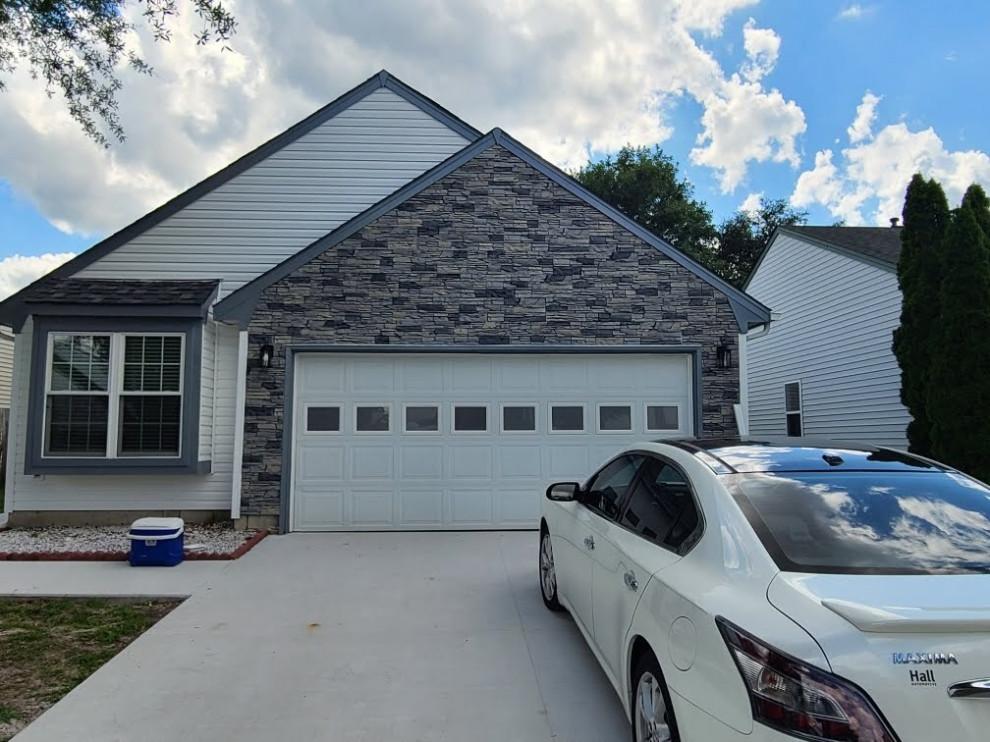 Northern Slate Stacked Stone Garage Siding Project - Garage - Denver ...
