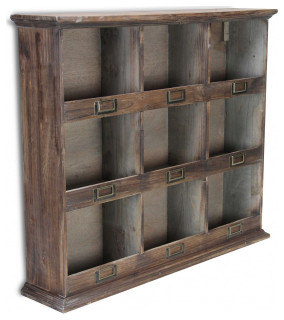 Rustic Nine Slot Wooden Open Wall Cabinet - Farmhouse - Wall Organizers ...