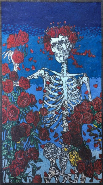 Roses and a Skeleton Floral Mosaic Artwork, 71" x 126" - Eclectic ...