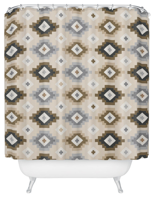 Avenie Geometric Aztec Earth Tones Shower Curtain, 74.0" x 71.0" x 0.0 ...