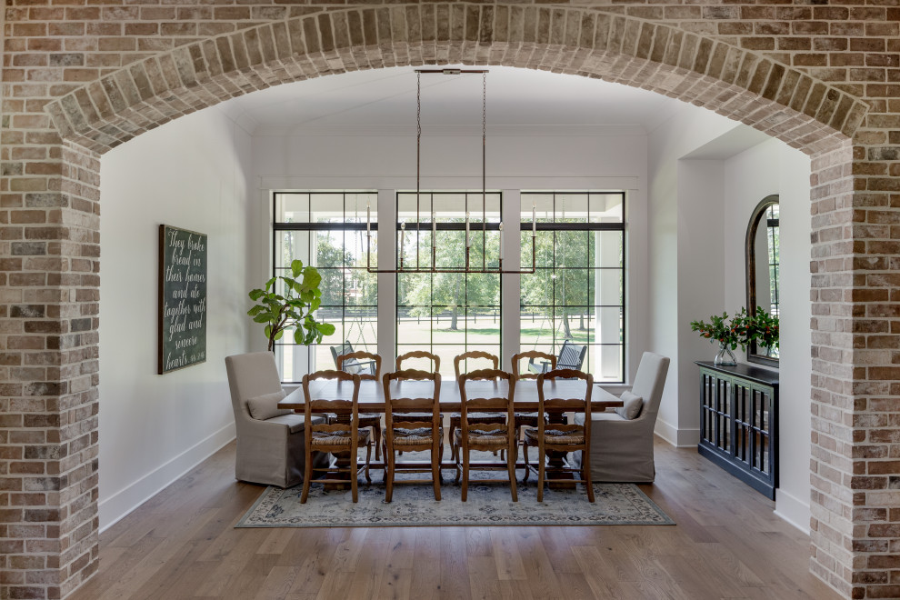 Reclaimed Brick with Board and Batten Modern Farmhouse on Acreage ...