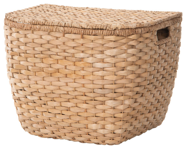 Oval Seagrass Wall Trunk, Storage Basket With Lid and Flat Backside ...