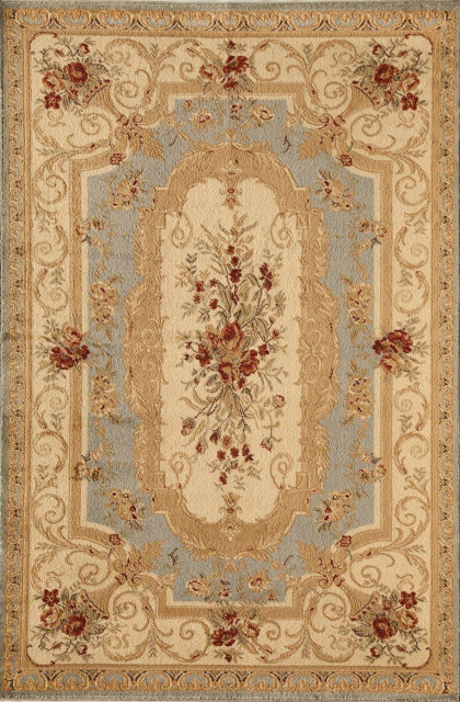 Sorrento 2513-LBL European Traditional Aubusson Light Blue Rugs, 7'10 ...