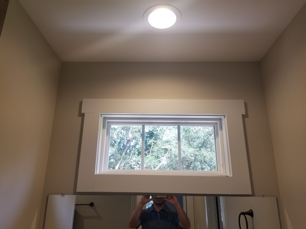 Window above vanity is too low. Larger vanity mirror with style?