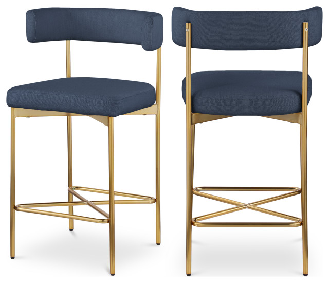 Rivage Durable Linen Textured Fabric Stool, Set of 2 - Midcentury - Bar ...