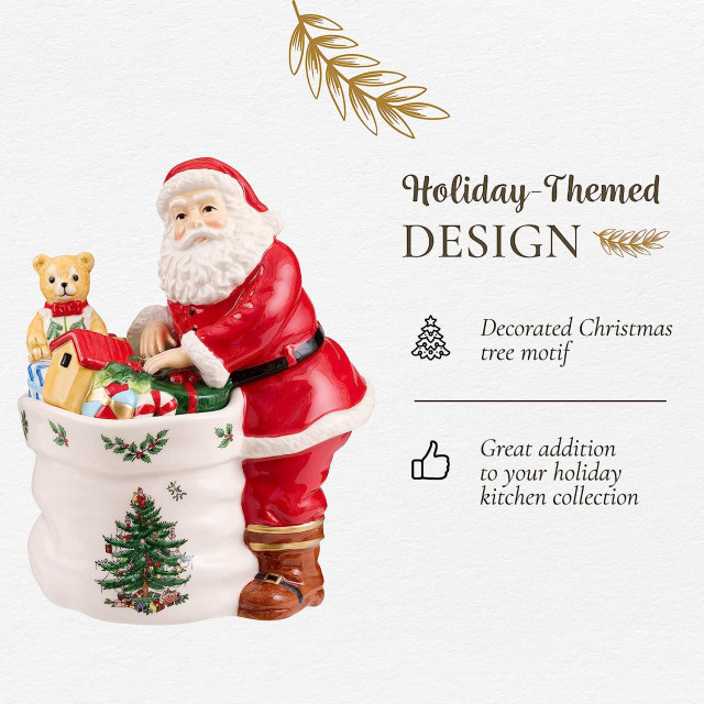 Spode Christmas Tree Collection Santa Candy Jar - Holiday Accents And ...