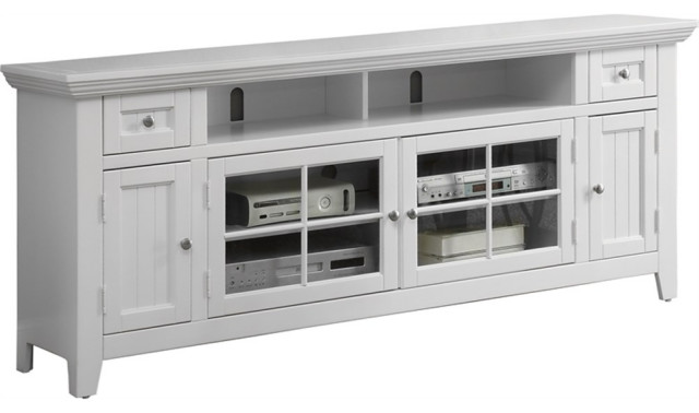 Bowery Hill Traditional 72" Wide Wood TV Console in White Finish ...
