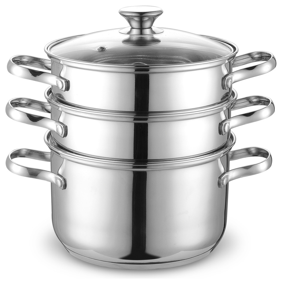 Cook N Home Double Boiler and Steamer Set, Stainless Steel ...