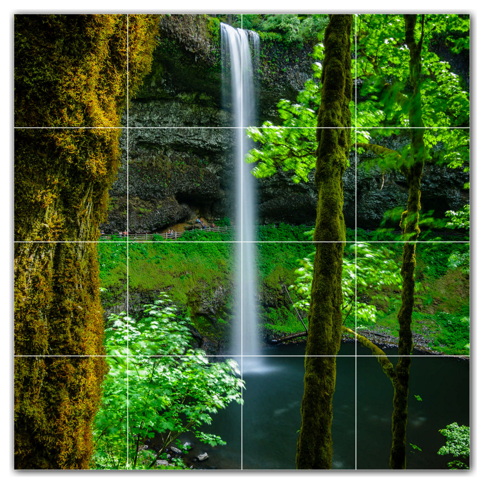 Waterfalls Ceramic Tile Wall Mural HZ501101, 24" Wide x 24" High ...