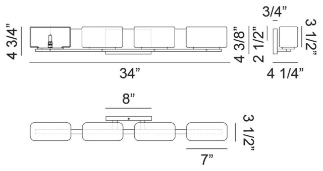 Chiclet 4 Light Wall Sconce, Matte Black - Transitional - Bathroom ...