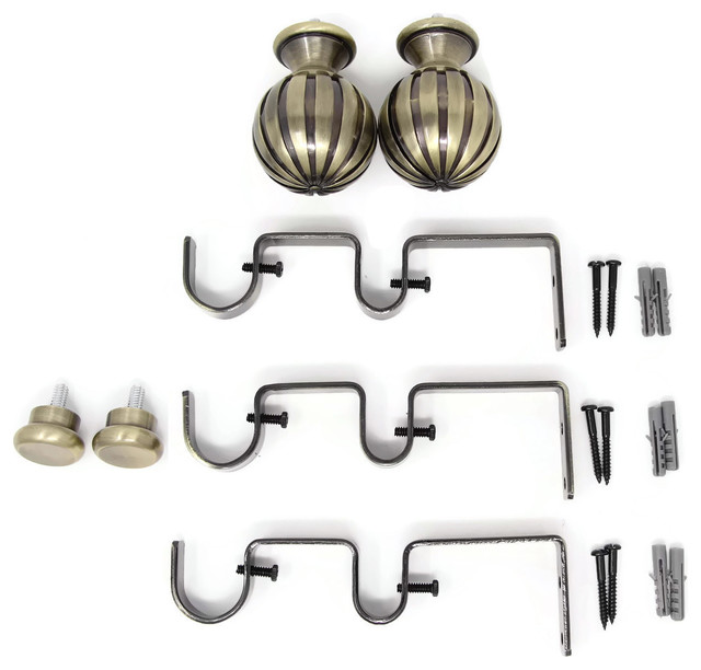 Urbanest Fluted Ball 1" 5/8" Double Drapery Rod Set, 84"-120 ...