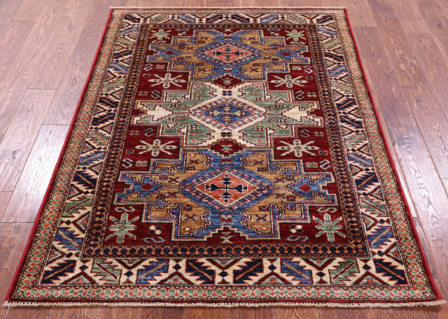 Handmade Super Kazak Wool Rug 4' 2" X 5' 6" - Q18194, 4' 2" X 5' 6 ...
