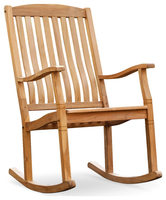 Richmond Teak Wood Porch Rocking Chair - Transitional - Outdoor Rocking ...