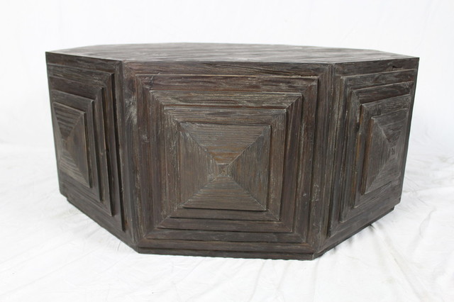Morris Solid Wood Cocktail Table with Beveled Face in Antique Brown ...
