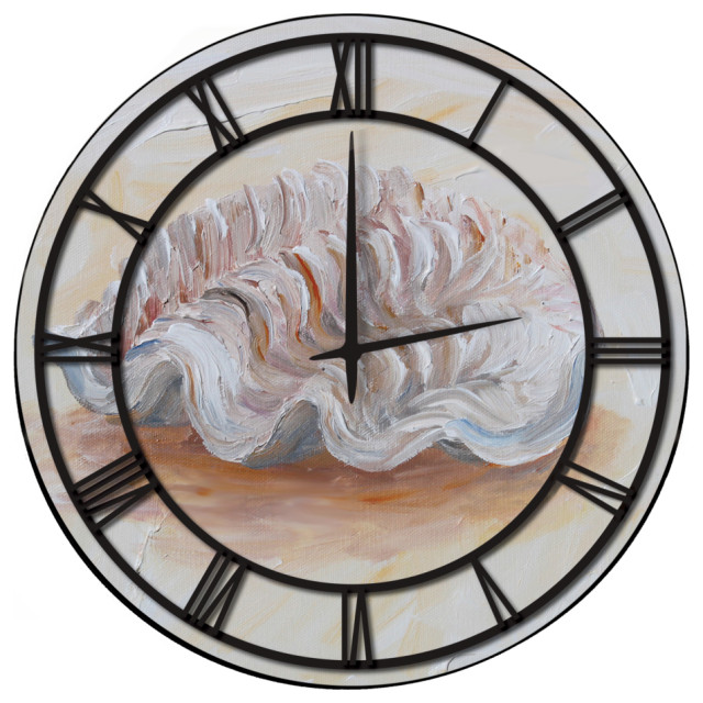 Wall Clock, Sea Shell 1, 24"x24" - Beach Style - Wall Clocks - by House ...