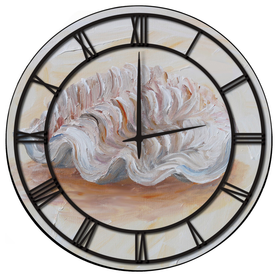 Wall Clock, Sea Shell 1, 24"x24" - Beach Style - Wall Clocks - by House ...