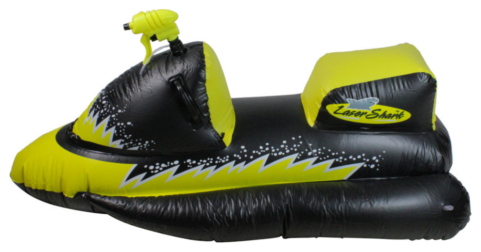 51" Yellow and Black Shark Inflatable Wet-Ski Pool Squirter With ...