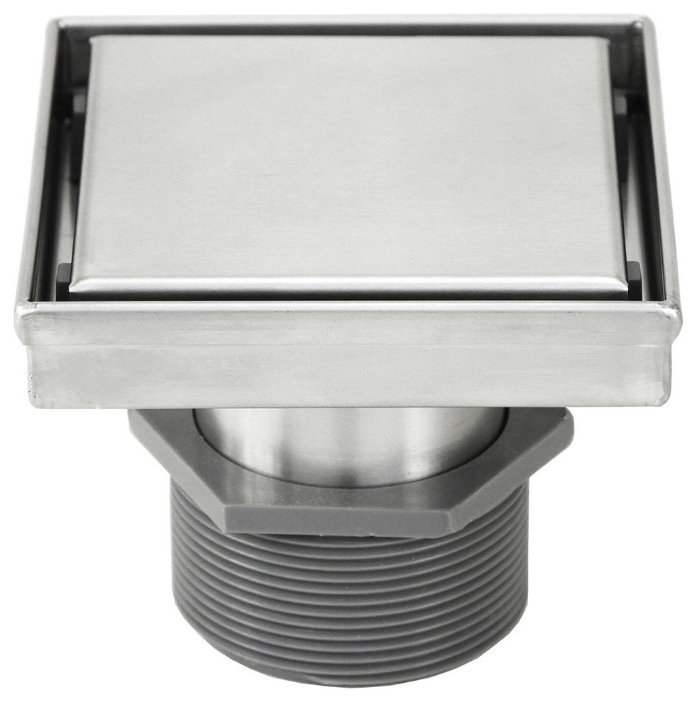 Shower Square Drain 4" 2-in-1 Reversible Tile Insert & Flat Grate ...
