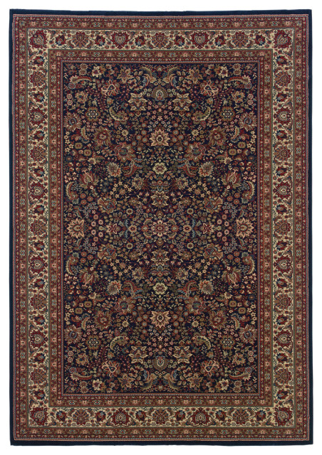 Aiden Traditional Vintage Inspired Blue/Red Rug, 8' Square ...